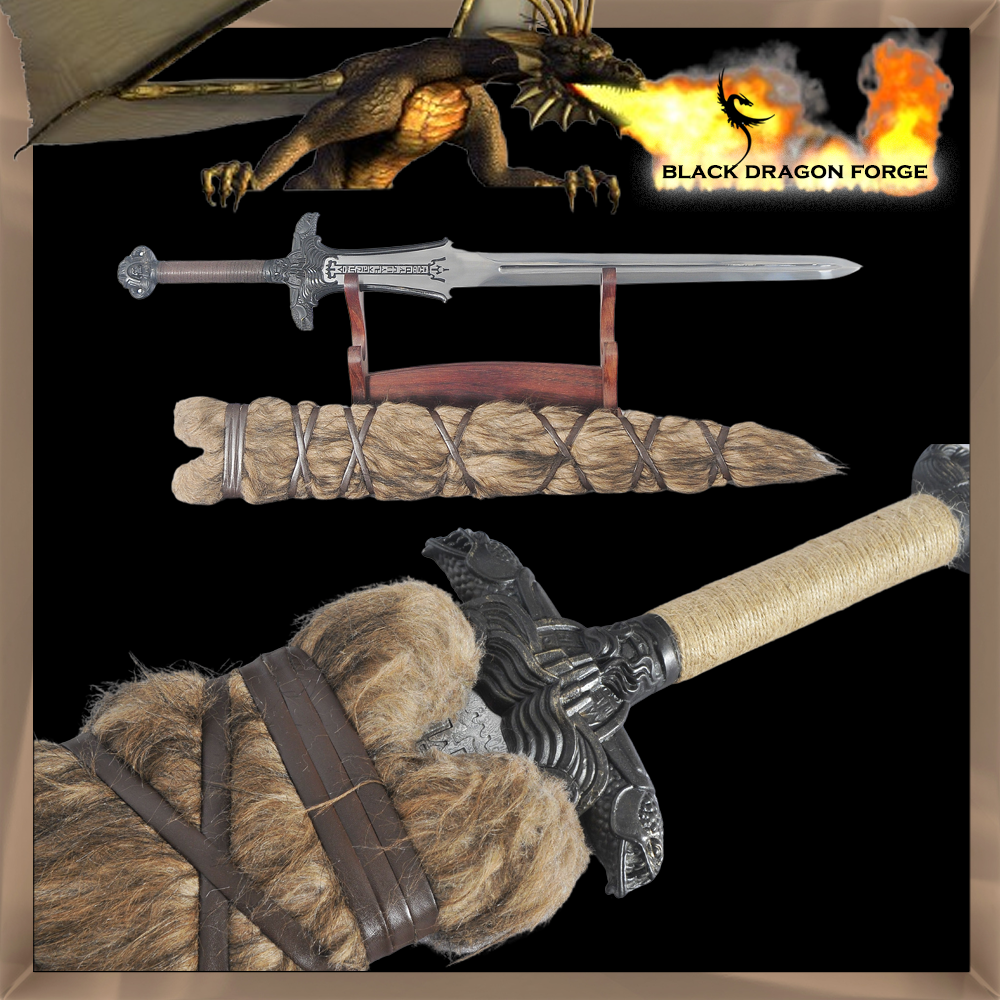 SBG Black Dragon Forge Atlantean Barbarian Sword with scabbardd