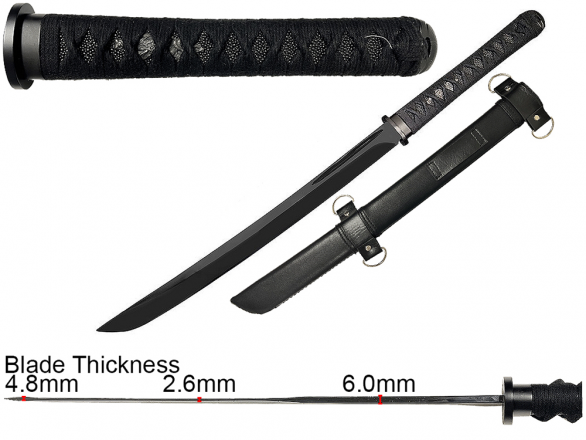 Ryujin 65MN Spring Steel - Tactical Ko Katana, Black